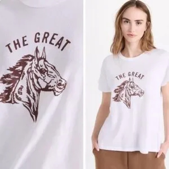 THE GREAT. | Tops | The Great The Boxy Crew W Bronco Graphic In True ...